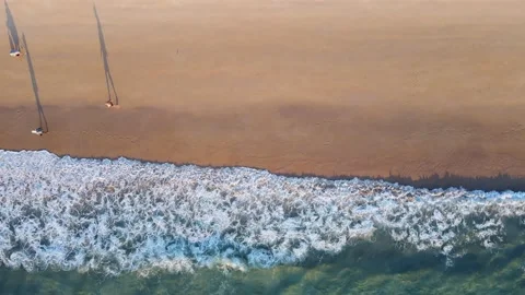 (Top view) Aerial view drone over beach ... | Stock Video | Pond5