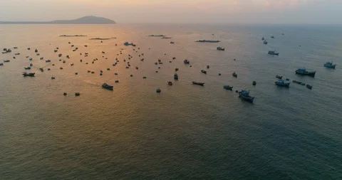 Top view, aerial view fishing harbor mar... | Stock Video | Pond5