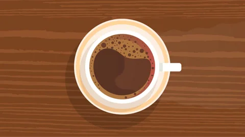 Top-view animation of a cup of hot coffe... | Stock Video | Pond5