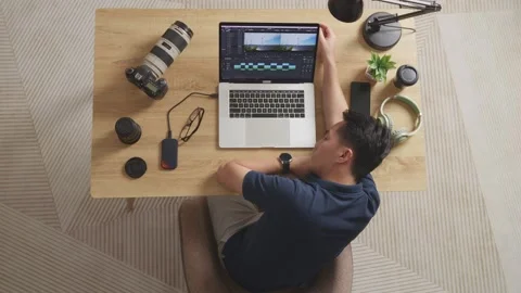 Top View Of Asian Male Editor Sleeping W... | Stock Video | Pond5