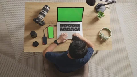 Top View Of Asian Male Video Editor Drin... | Stock Video | Pond5
