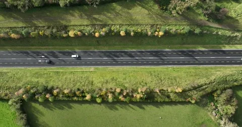 Top view of the autobahn shrouded in gre... | Stock Video | Pond5