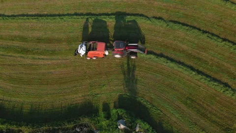 Top View Of A Baler Pulled By Tractor Ma... | Stock Video | Pond5