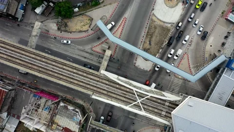 Top view of Bangkok MRT Purple Line make... | Stock Video | Pond5