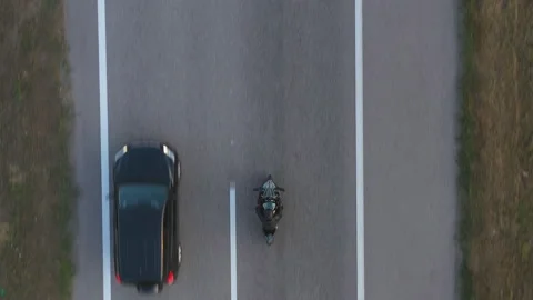 Top view to biker riding on modern sport... | Stock Video | Pond5