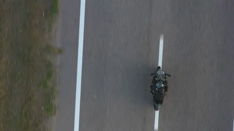 Top view to biker riding on modern sport... | Stock Video | Pond5