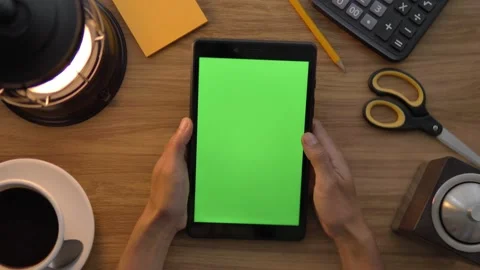 Top view of the black tablet computer ly... | Stock Video | Pond5