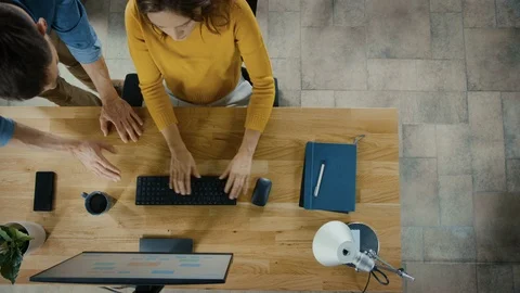 Top View Camera Shot: Female Office Work... | Stock Video | Pond5