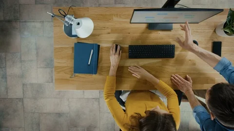 Top View Camera Shot: Female Office Work... | Stock Video | Pond5