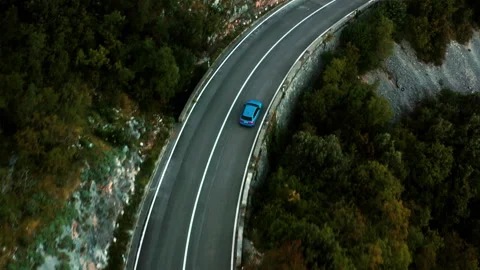Top View Of A Car Driving On Pavement Ro... | Stock Video | Pond5