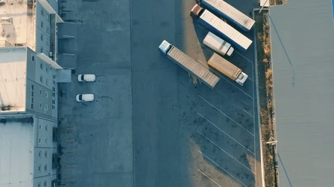 Top view of the cargo trailer parking ne... | Stock Video | Pond5