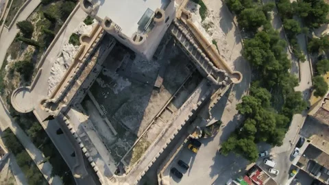 Top view of the castle with stone walls | Stock Video | Pond5