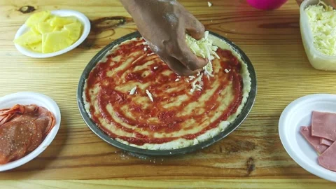 top view closeup on man hands put grated... | Stock Video | Pond5