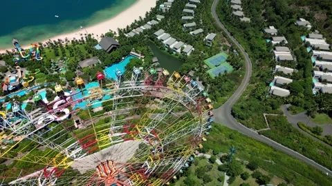 Top view colorful ferris wheel spinning.... | Stock Video | Pond5