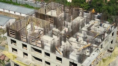 Top view of the construction site of a m... | Stock Video | Pond5
