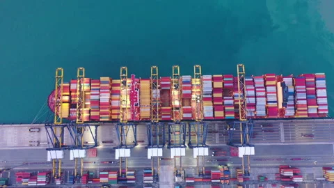 Top view of container ship,Deep Sea Port... | Stock Video | Pond5