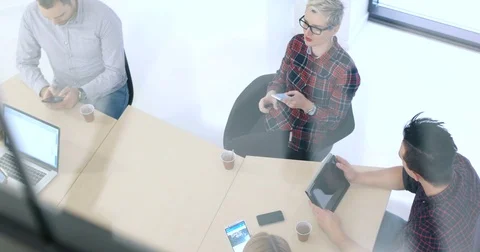 top view of Creative Business Team Meeti... | Stock Video | Pond5