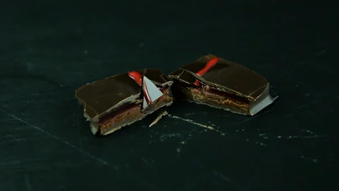 Top View of Cut in Half Small Square Cho... | Stock Video | Pond5