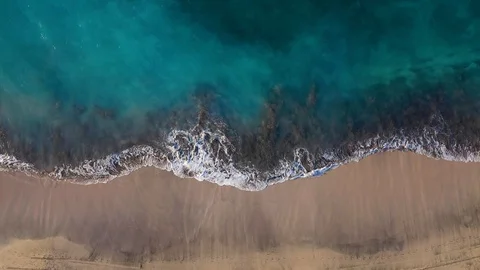 Top view of the desert beach on the Atla... | Stock Video | Pond5