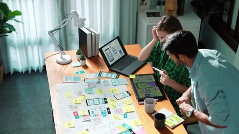 Top view of developer working together t... | Stock Video | Pond5