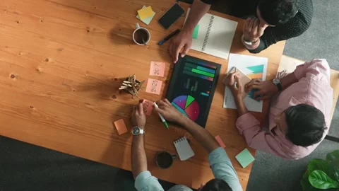 Top view of diverse team writing sticky ... | Stock Video | Pond5