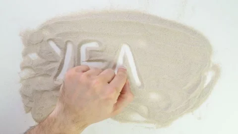 Top view draw on the sand. Caucasian han... | Stock Video | Pond5