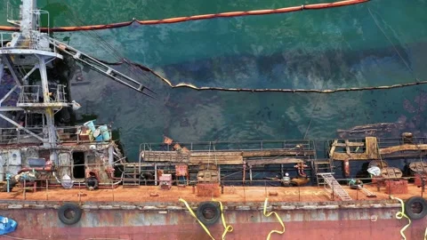 Top view drowned sunken tanker ship in t... | Stock Video | Pond5