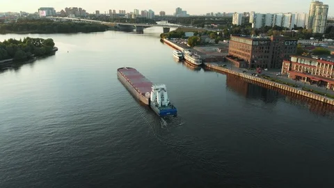 Top view of empty barge without cargo fl... | Stock Video | Pond5