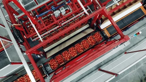 Top view of a factory mechanism relocati... | Stock Video | Pond5