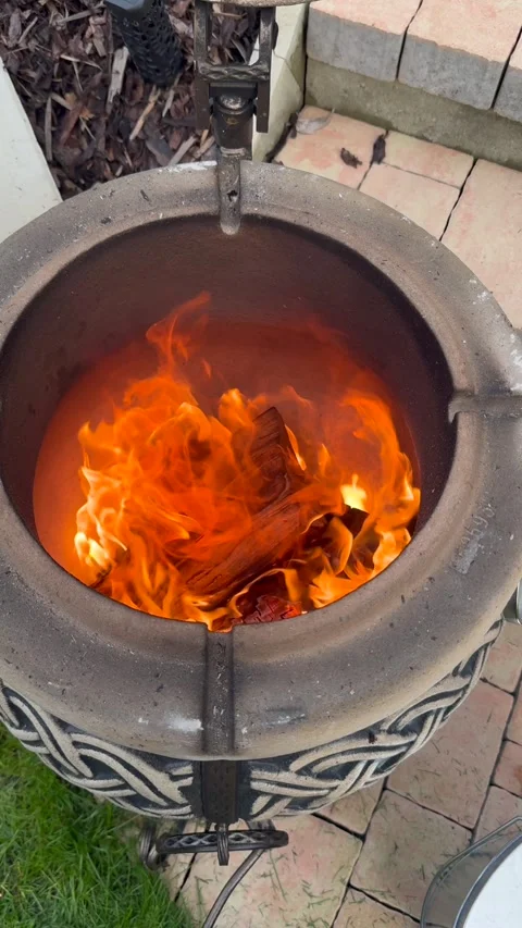 Top view fire inside tandoor clay oven (... | Stock Video | Pond5