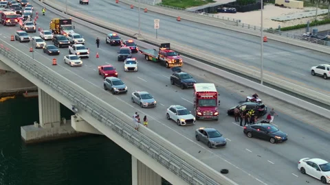 Top view of first responders at car acci... | Stock Video | Pond5