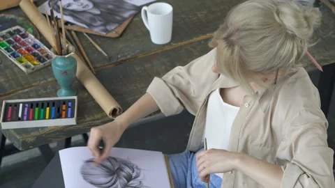 Top view footage of female designer (art... | Stock Video | Pond5