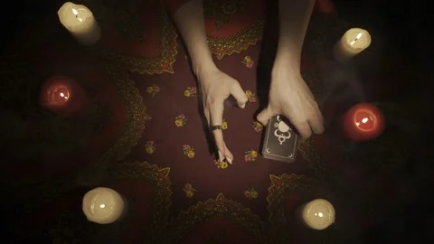 Top view, fortune teller places a deck o... | Stock Video | Pond5