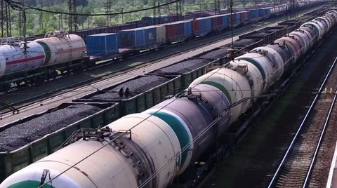 Top view of freight train with tanks | Stock Video | Pond5