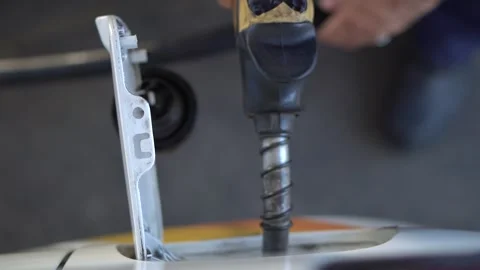 TOP VIEW GAS HOSE fueling tank | Stock Video | Pond5