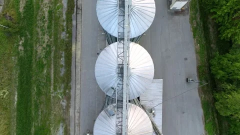 Top View Of Grain Silos With Grain Stora... | Stock Video | Pond5