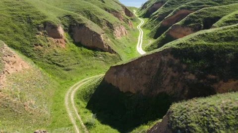 Top view of the grand canyon gully green... | Stock Video | Pond5