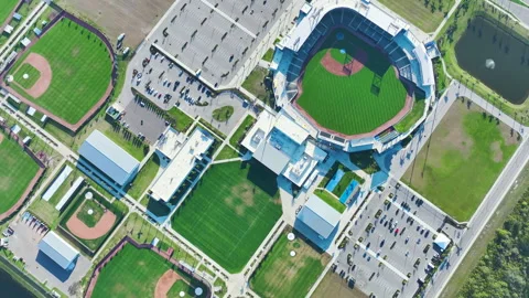 Top view of green baseball field diamond... | Stock Video | Pond5