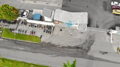 Top View of Guard House and Motorcycle a... | Stock Video | Pond5