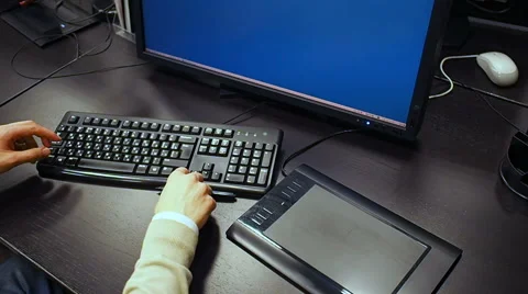 Top view of the hand of a graphic design... | Stock Video | Pond5