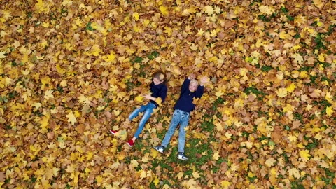 Top View Happy Children Having Fun In Au... | Stock Video | Pond5