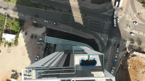Top view of a high-rise, apartment build... | Stock Video | Pond5