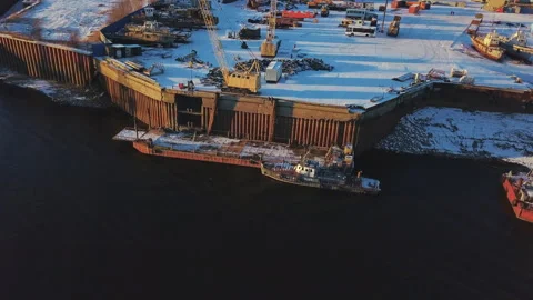 Top view of industrial water port for un... | Stock Video | Pond5