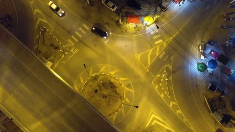 Top view on an intersection night at Chi... | Stock Video | Pond5