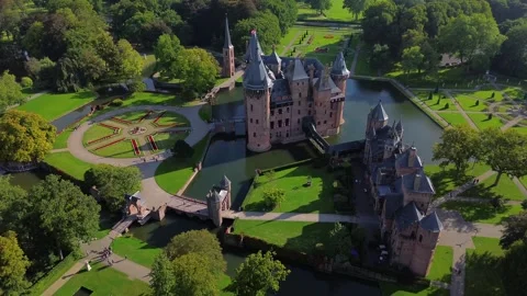 Top view of the largest castle in the Ne... | Stock Video | Pond5