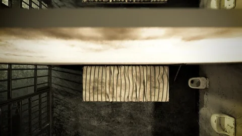 Top view of locked old dark dirty prison... | Stock Video | Pond5