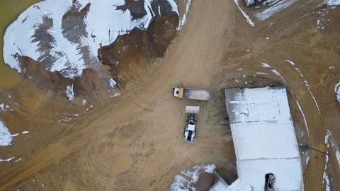 Top view of machines and cars working at... | Stock Video | Pond5