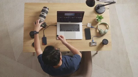 Top View Of A Male Color Grading Putting... | Stock Video | Pond5