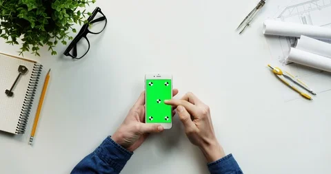 Top view on the male hands scrolling and... | Stock Video | Pond5