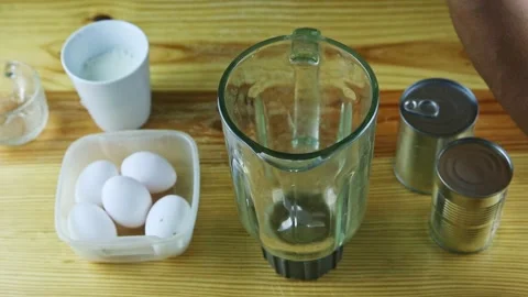 top view on man hands put cup with milk ... | Stock Video | Pond5